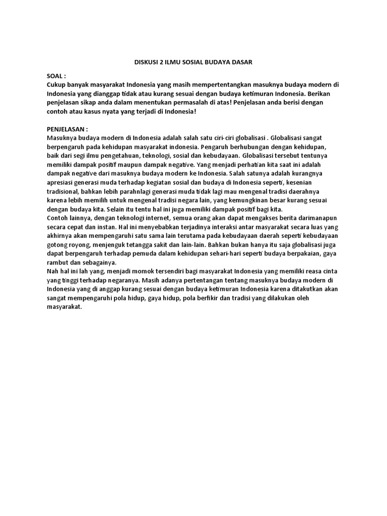 Diskusi 2 Ilmu Sosial Budaya Dasar | PDF