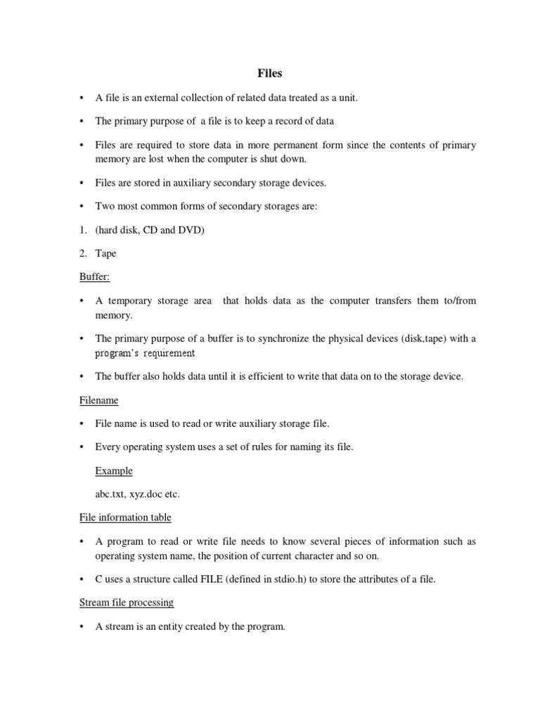 Files Unit 3 PDF | PDF | Pointer (Computer Programming) | Computer Data Storage