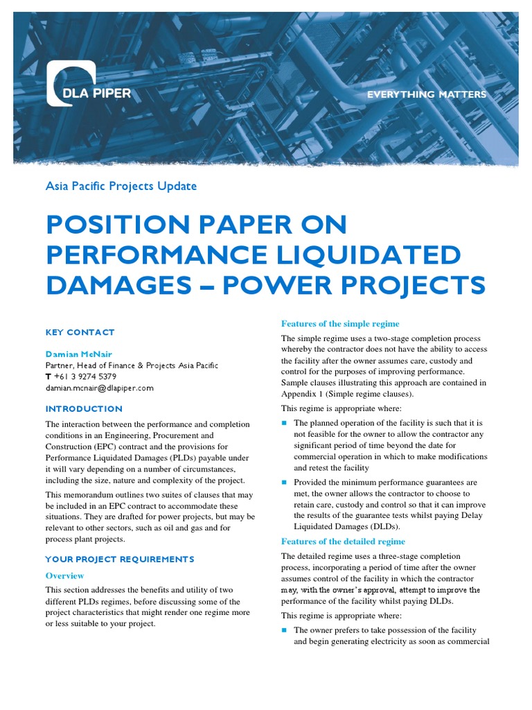 Position Paper On Performance Liquidated Damages | PDF