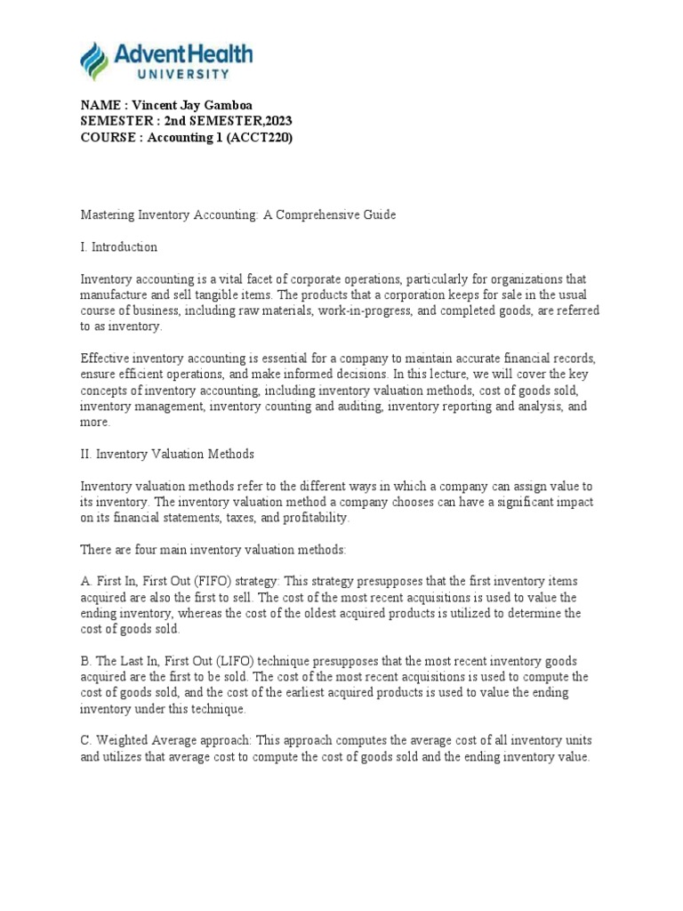 Mastering Inventory Accounting | PDF