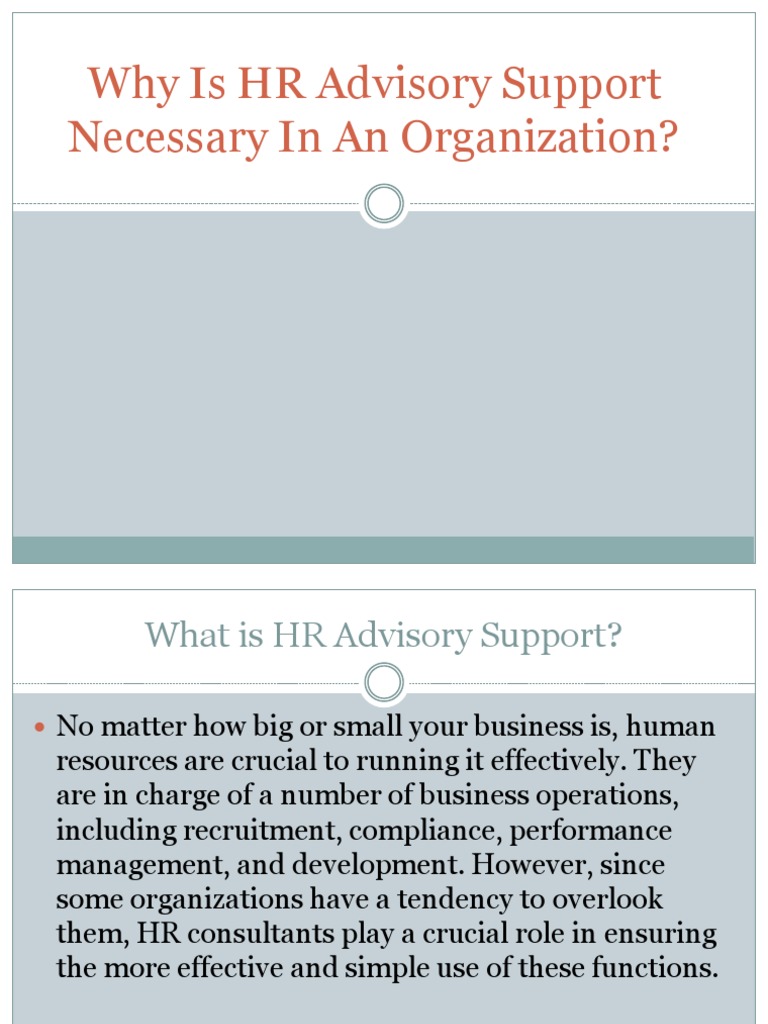Why Is HR Advisory Support Necessary in An Organization | PDF | Business