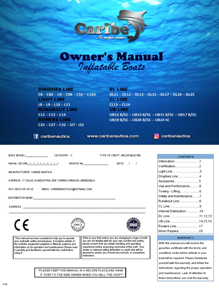 Caribe Owner Manual V2 PDF | PDF | Oar | Rowing