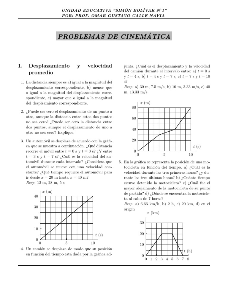 Problemas Cinemática PDF | PDF | Métodos y materiales de enseñanza