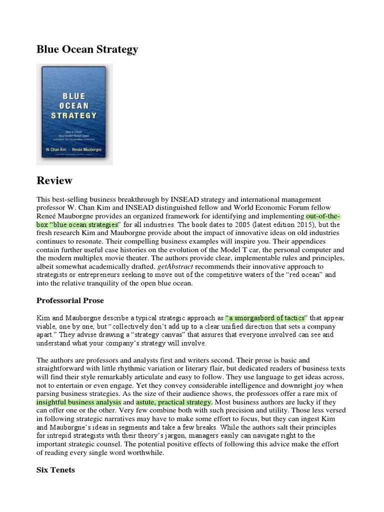 Blue Ocean Strategy Overview and Insights | PDF