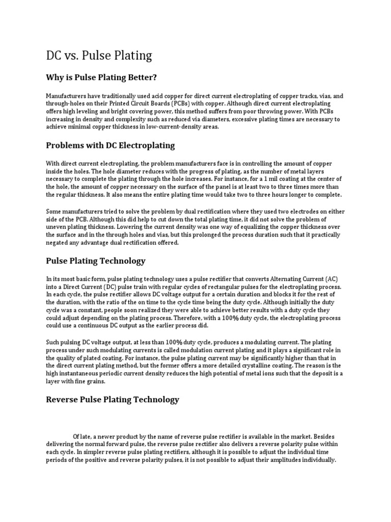 DC vs. Pulse Plating | PDF | Technology & Engineering