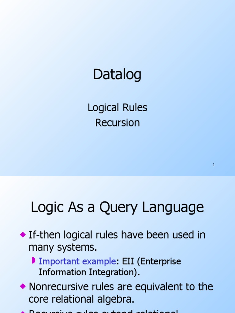 P - 14 - Datalog, Recursive SQL | PDF | Relational Model | Computer Programming