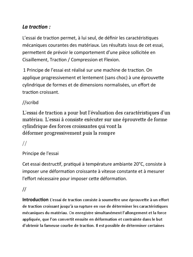 La Traction | PDF | Élasticité (Physique) | Physique appliquée et ...