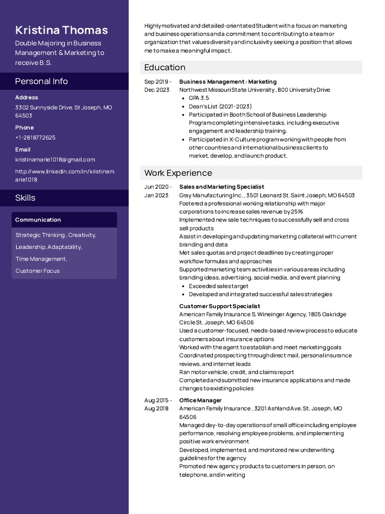 Kristina Resume | PDF | Business