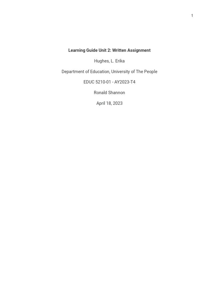 Learning Guide Unit 2 Written Assignment Pdf