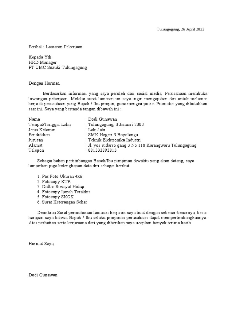 CV Dodi Gunawan | PDF | Karier & Perkembangan