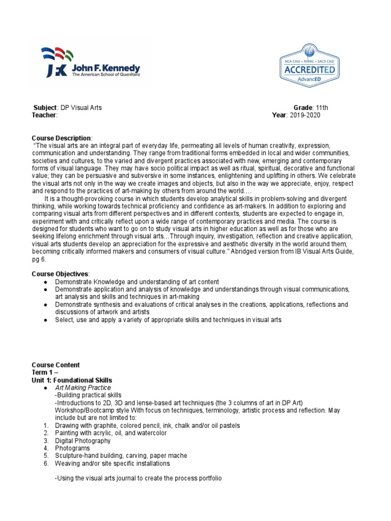 DP Visual Arts Curriculum Overview | PDF