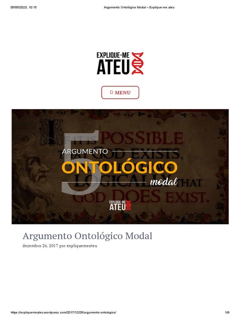 Entendendo o Argumento Ontológico Modal | PDF
