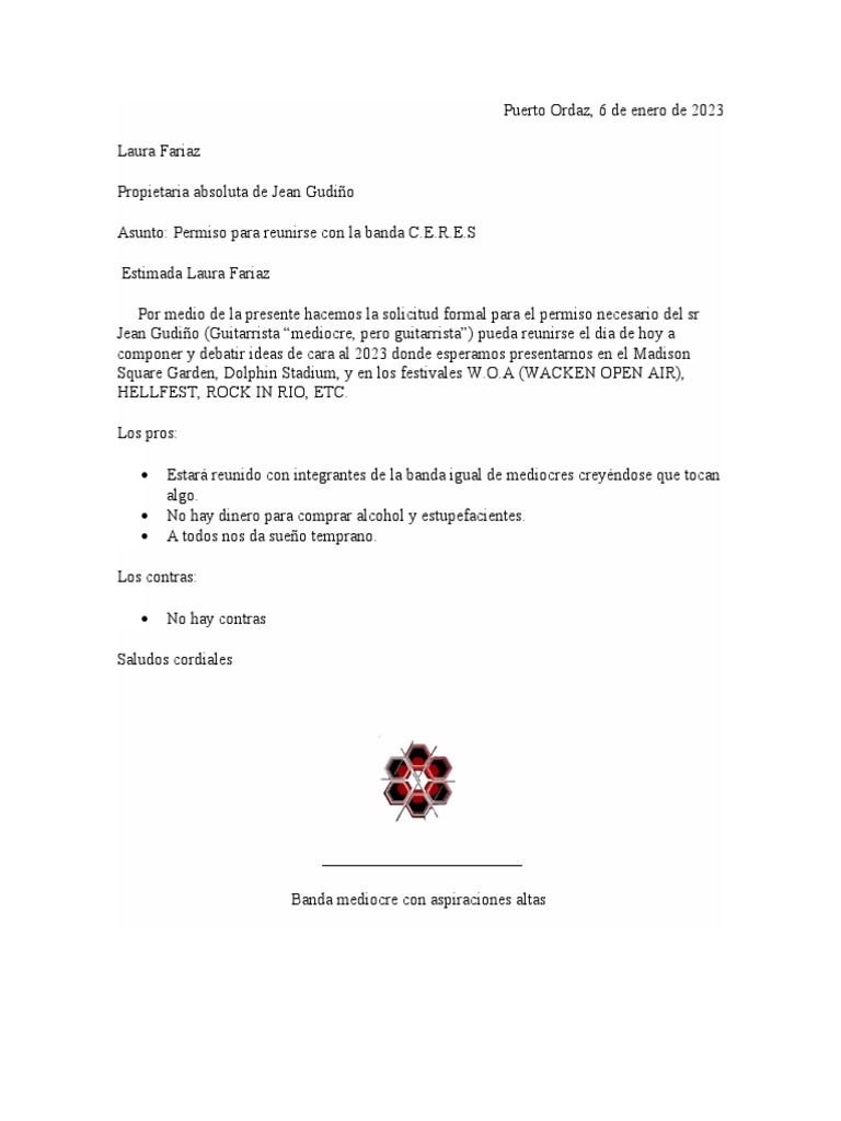 Ejemplo de Carta de Solicitud de Permiso | PDF | Viajes y turismo | Derecho