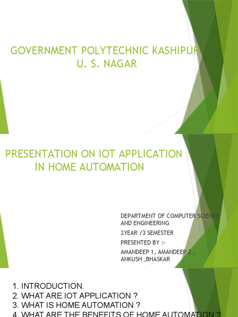 IoT in Home Automation Presentation | PDF | Home Automation | Internet ...