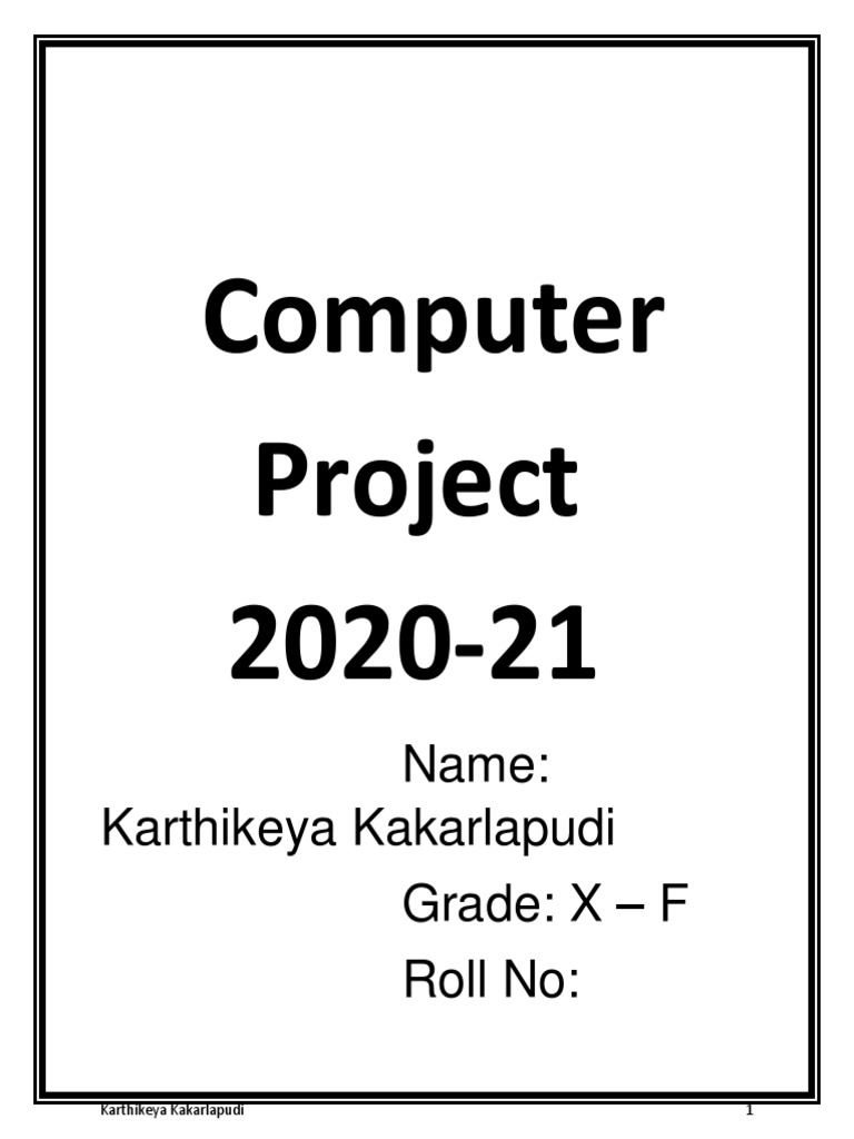 Computer Project Front Page Design | PDF | Computer Programming ...