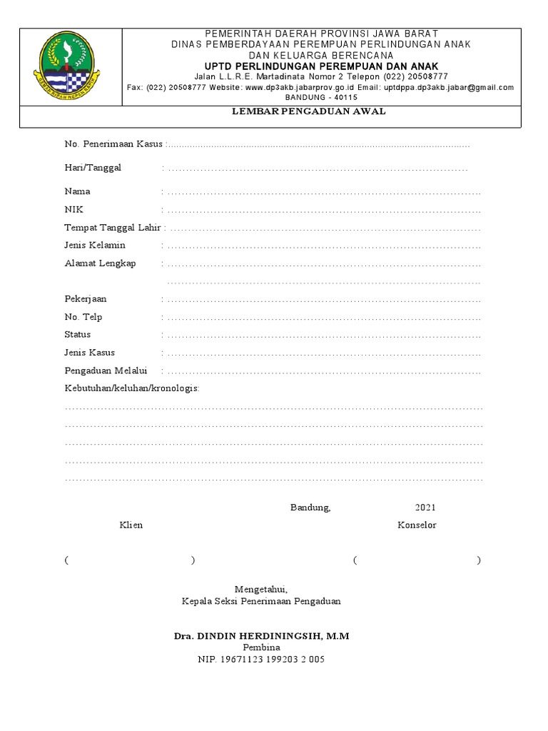 Form Pengaduan Awal | PDF