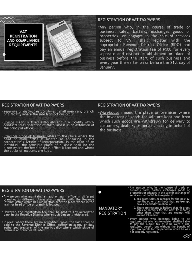 VAT Registration and Compliance Requirements | PDF