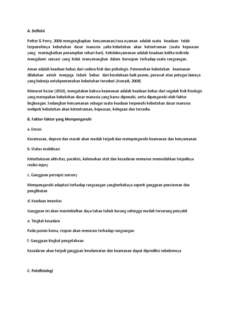 Kenyamanan Dan Keamanan Pasien Fraktur Pdf