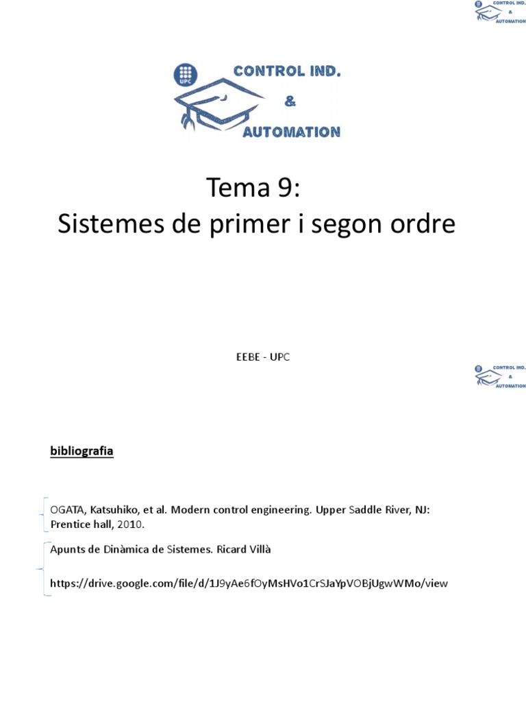 Tema 9 Sistemes Primer Segon Ordre PDF | PDF