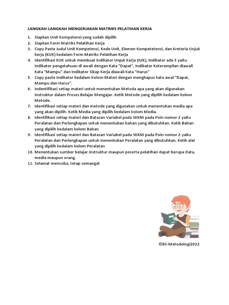 Langkah2 Menyusun Matriks Pelatihan Kerja PDF | PDF
