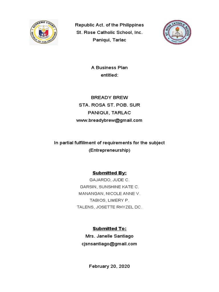 Business Plan Sample 1 | PDF | Coffee