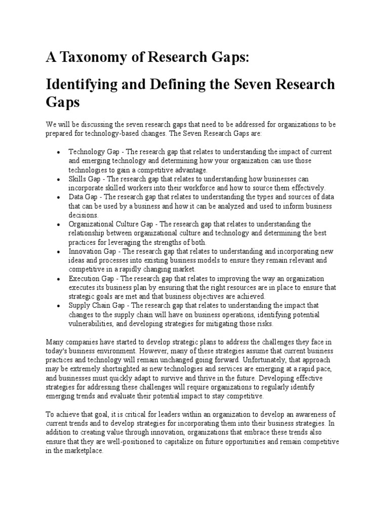 A Taxonomy of Research Gaps: Identifying and Defining The Seven ...