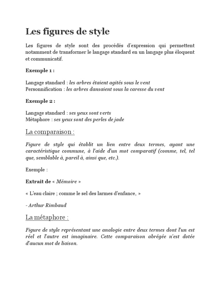 Les Figures de Style Décryptées | PDF | Mécanismes de la poésie ...