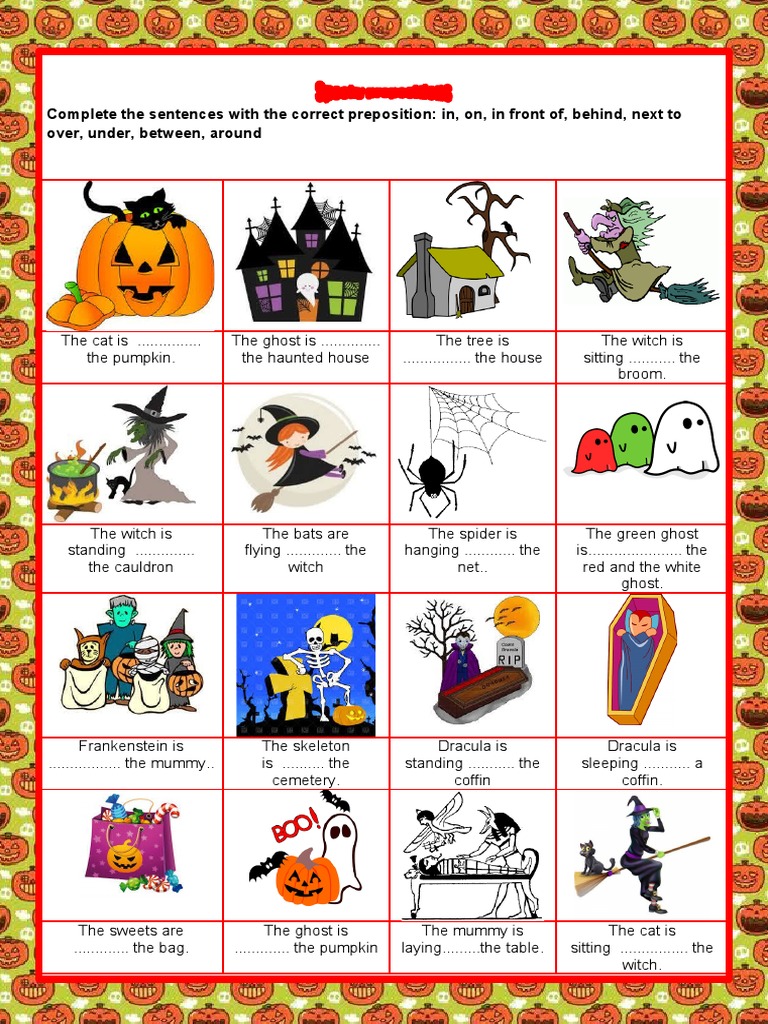 Halloween Spooky Prepositons Grammar Drills Icebreakers Oneonone ...