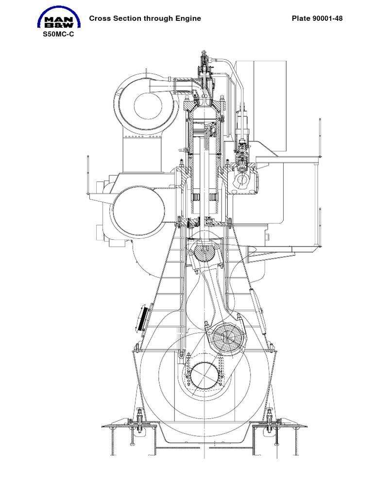 Cross Section Through Engine Plate: 90001-48 S50MC-C | PDF