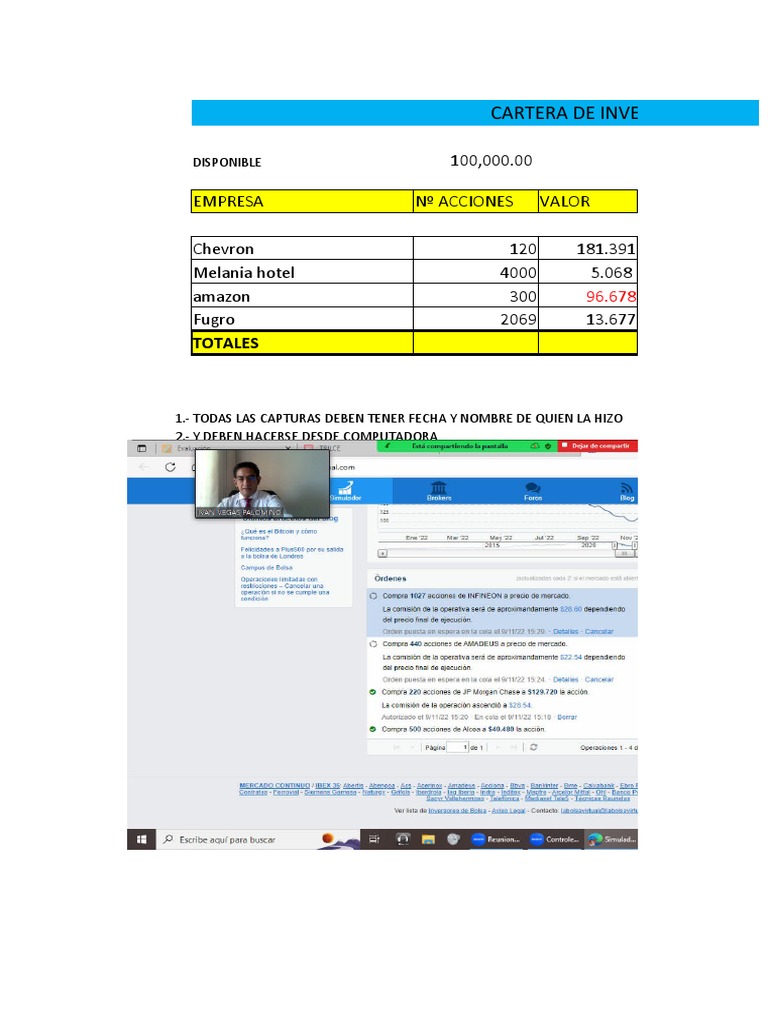 15 Excel para Cartera de Inversiones Trabajo Final | PDF