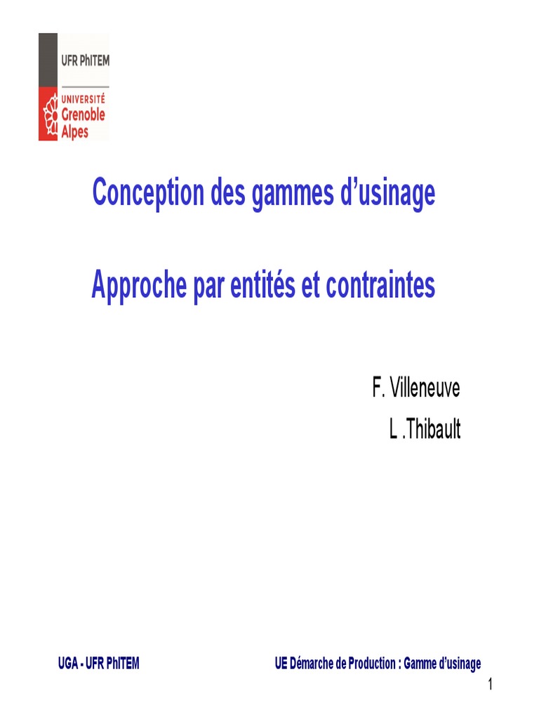 Cours - Gamme D Usinage 2021 2022 L3 GMP 3 PDF | PDF