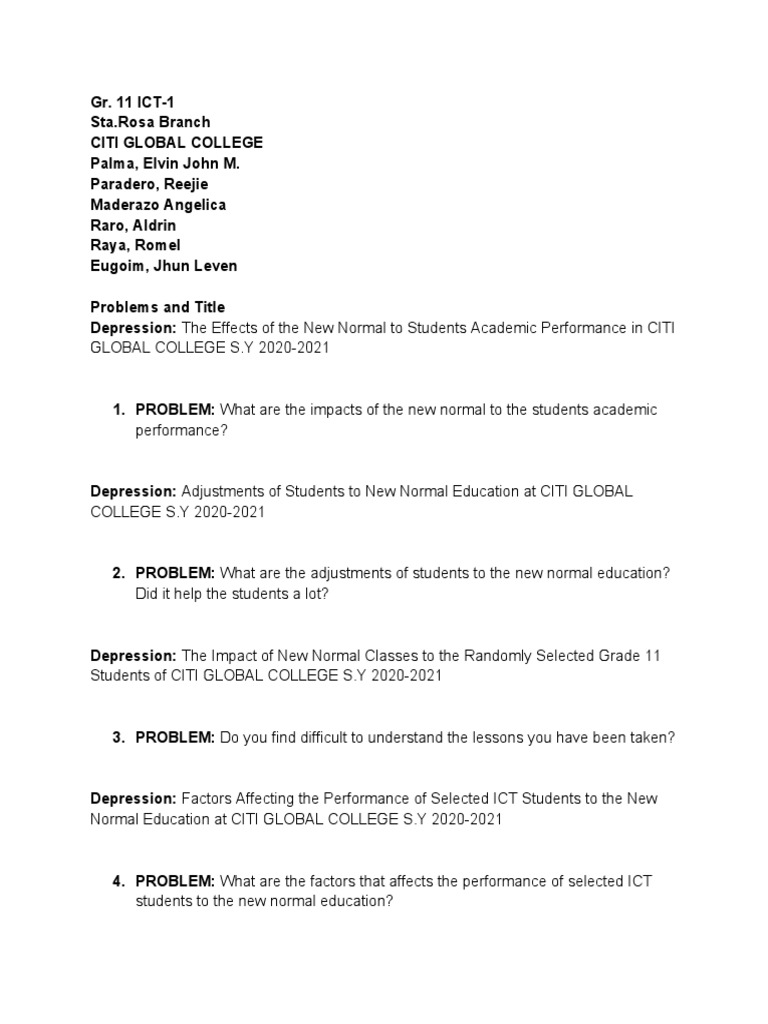 Grade-11-ICT-1-ResearchTitle-and-Problem.docx | PDF