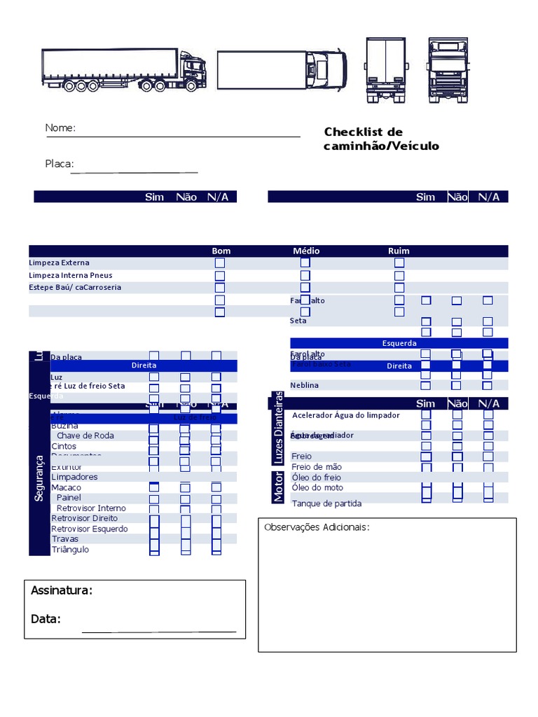 Checklist de Caminhão | PDF | Tecnologias automotivas | Veículos de rodas