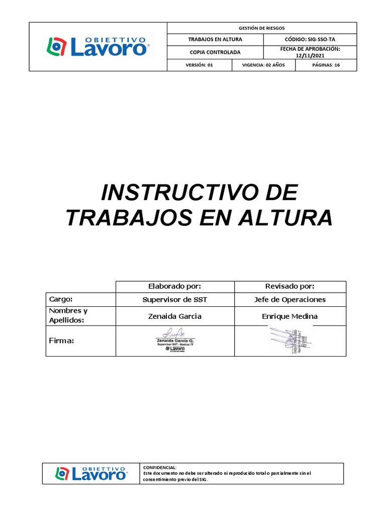 Instructivo - Trabajo en Altura | PDF | Escalera | Andamio