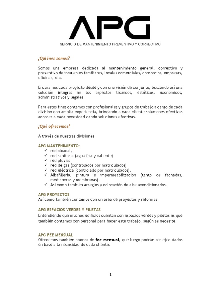 Apg Mantenimiento Presentacion PDF | PDF