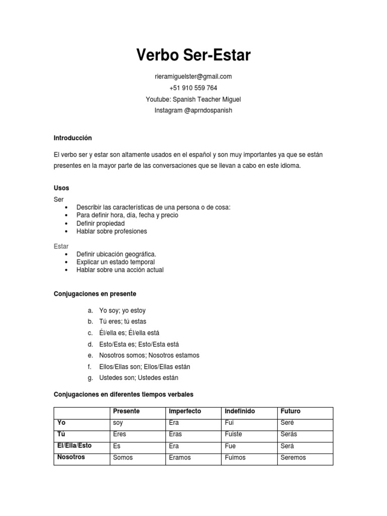 Verbo Ser-Estar PDF | PDF