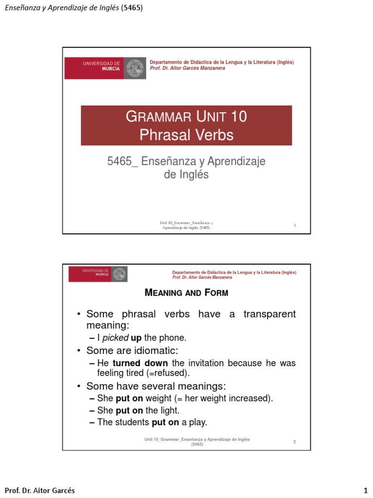 Phrasal Verbs in English Grammar | PDF