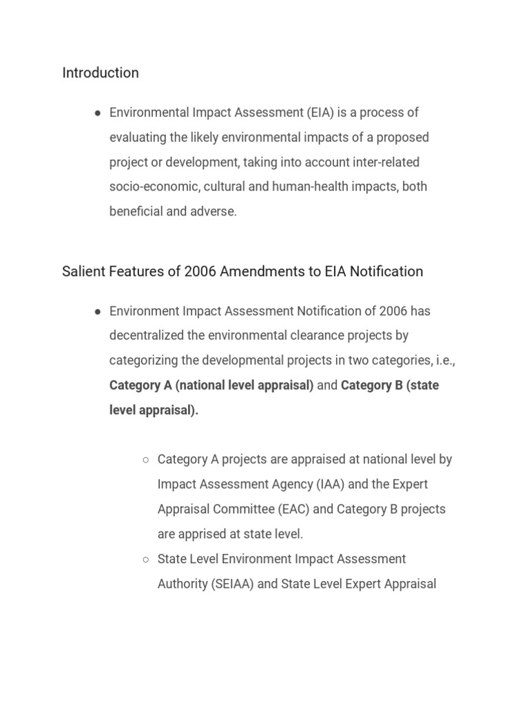 EIA Notes PDF | PDF | Environmental Impact Assessment | Decision Making