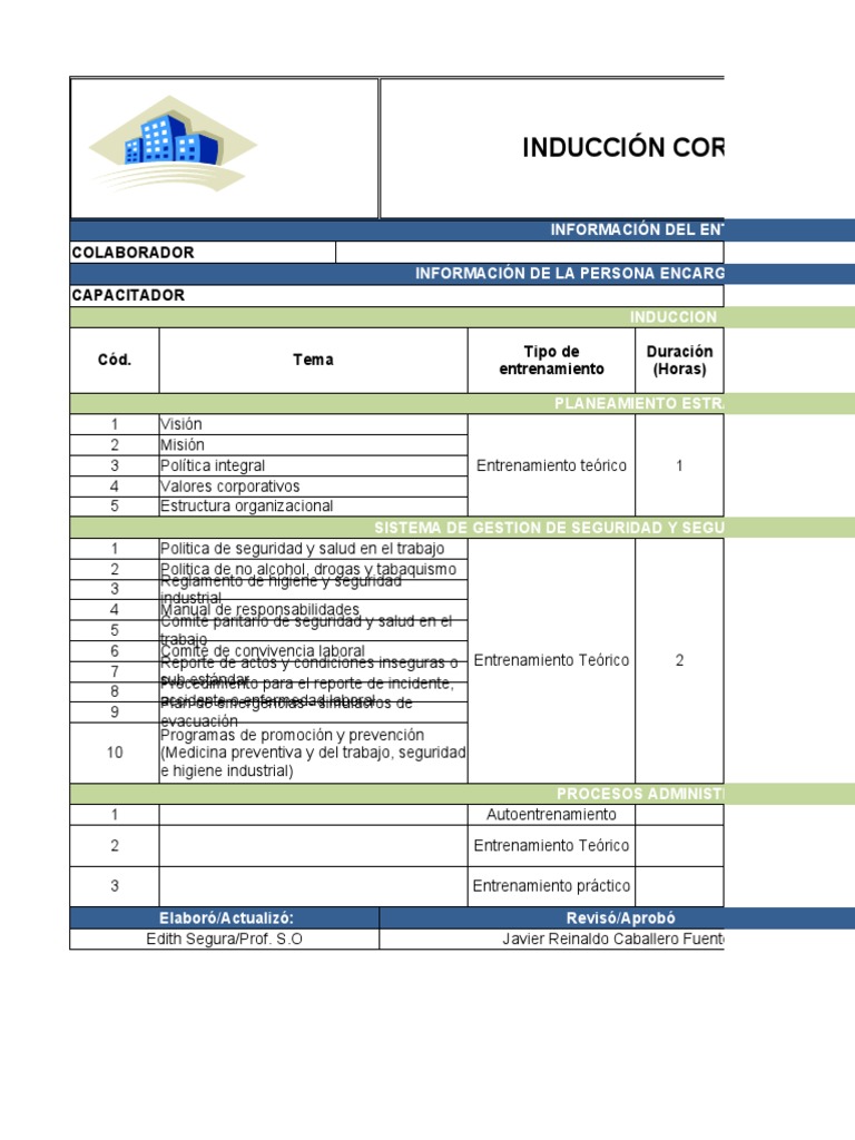 Formato Induccion Corporativa | PDF | Cuidado de la salud