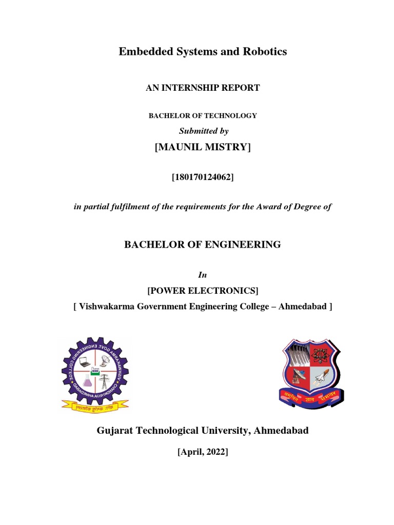 Sample InternshipProjectReportFile PDF | PDF | Robotics | Disinfectant