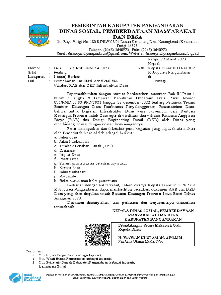 Surat Fasilitasi PU Ke Desa | PDF