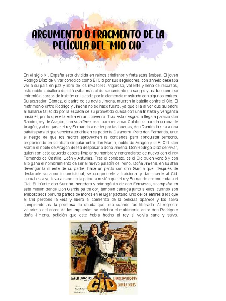 El Mio Cid Argumento | PDF