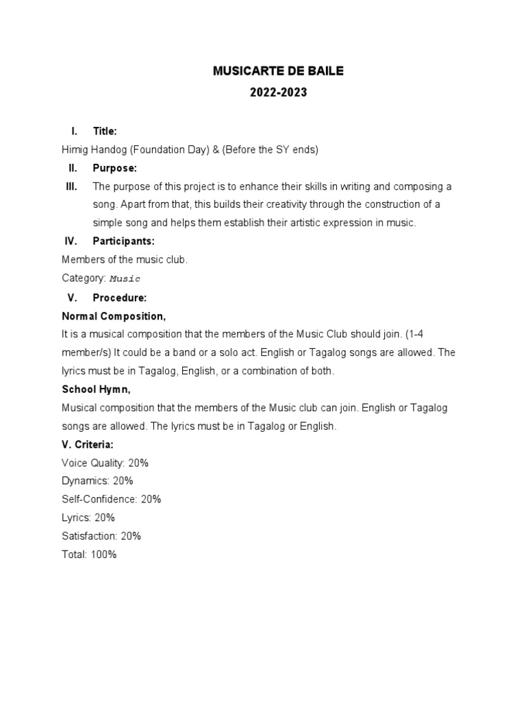 Proposal (MAPEH CLUB) | PDF