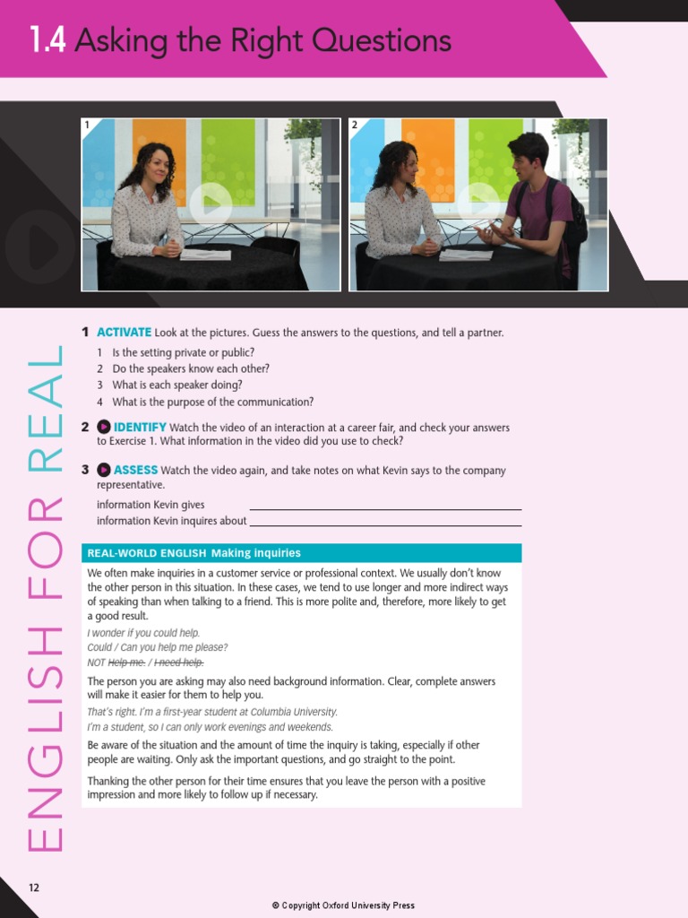 Wide Angle Level 4 Making Inquiries Student Page PDF | PDF | Linguistics | Cognitive Science