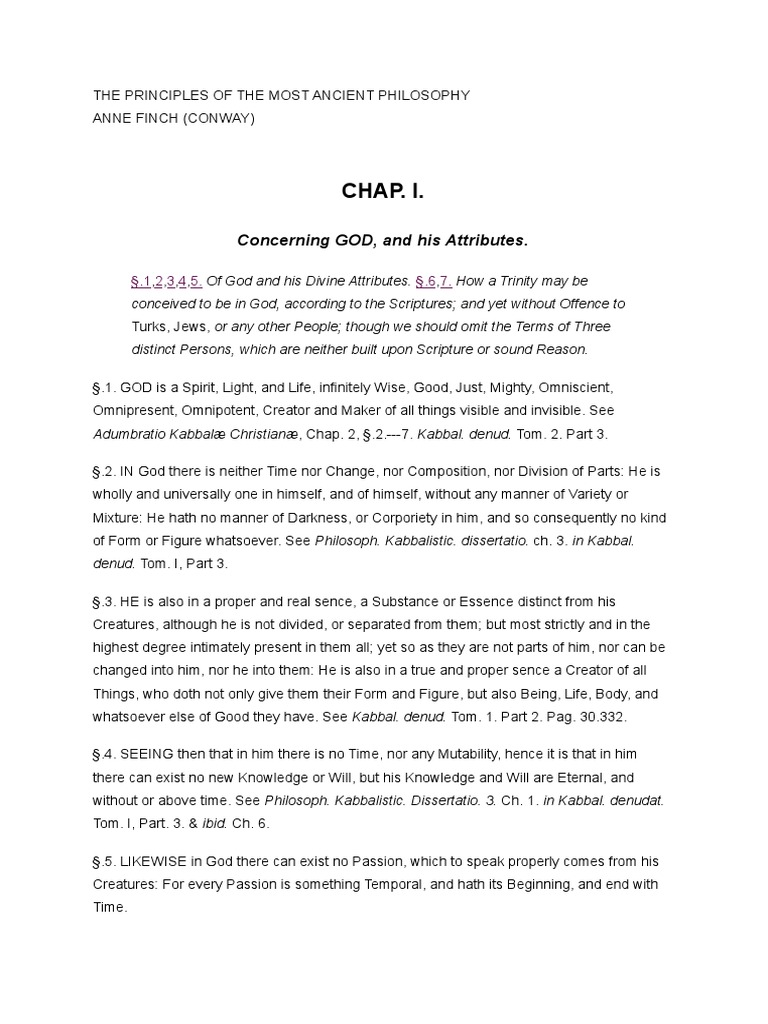 The Principles of The Most Ancient Philosophy Anne Finch (Conway) PDF | PDF