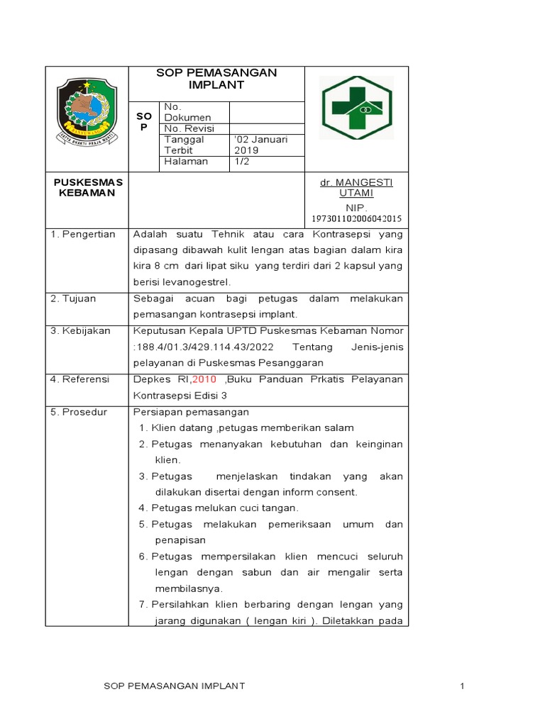 Sop Pemasangan Implant | PDF | Sains & Matematika