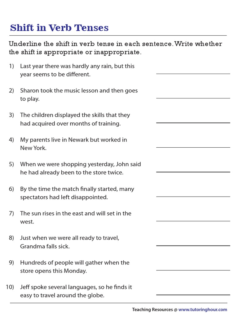 Identifying Shifts in Verb Tenses PDF | PDF