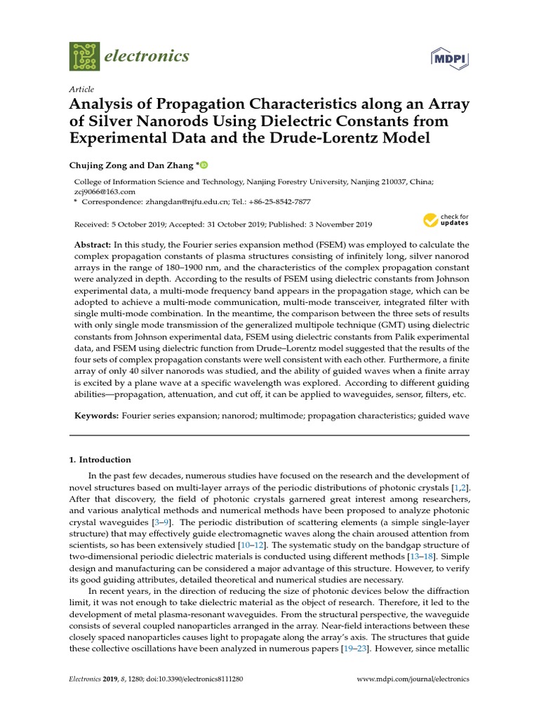 Analysis of Propagation Characteristics Along An A PDF | PDF ...