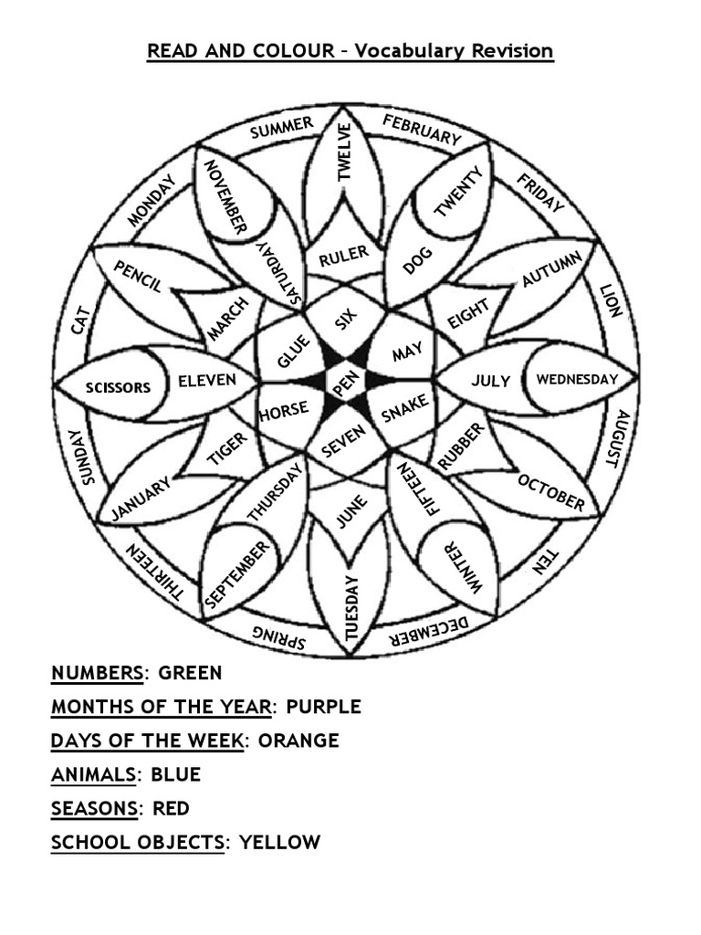 Vocabulary Revision: Read and Colour | PDF | Religion & Spirituality