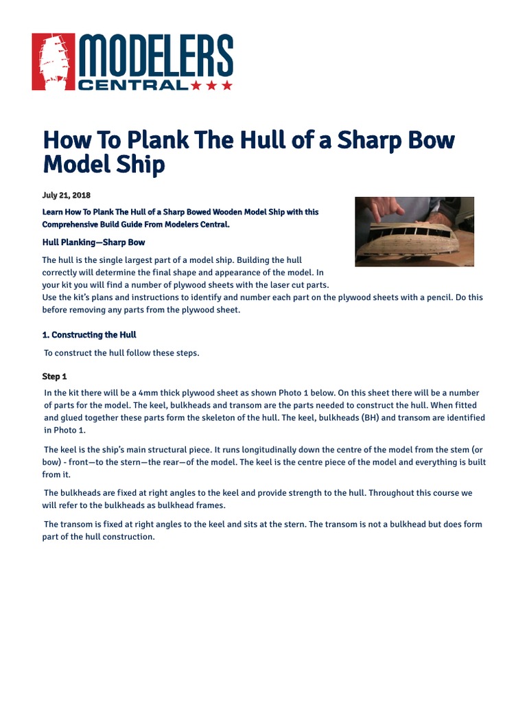 Planking Guide for Sharp Bow Models | PDF | Hull (Watercraft) | Deck (Ship)